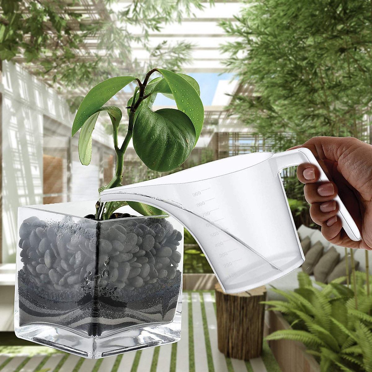 Vankcp 6 Pieces 1000ML/34Oz Funnel Pitcher Liquid Measuring Cup Set Pancake Batter Pitcher, Measure Fill for Soap Making, Filling Muffin Salt Shakers Spice Jars Watering Funnel for Plants (6 Pack)