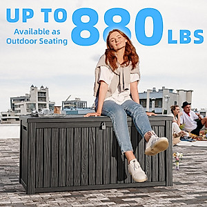 TARKARI 180 Gallon Lockable Resin Deck Box, Waterproof & UV-Resistant Outdoor Storage Box for Outdoor Cushion Storage and Outdoor Delivery Storage, Black