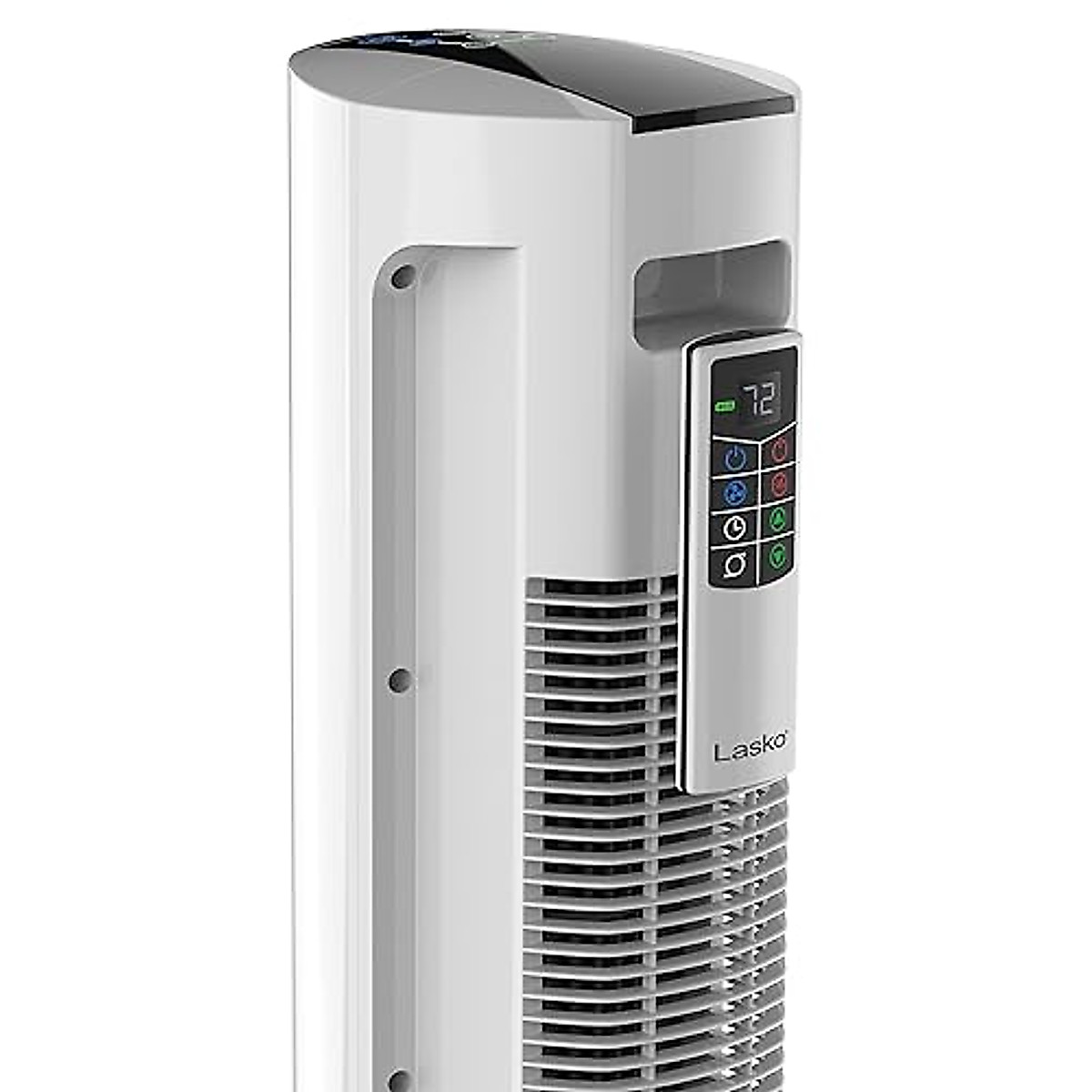 Lasko 1500 Watt 4 Speed Quiet Bladeless Multi Function Remote Control Comfort Control Tower Fan and Space Heater with 3 Heat Settings, White
