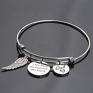 WUSUANED Memorial Bracelet I Was Always His Angel Now He's Mine In Memory Of Loved One Dad Sympathy Gift (In memory of dad bracelet)