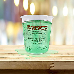 Custom Shop - Pack of 12-64 Ounce Graduated Paint Mixing Cups (2 Quarts) - Cups Have Calibrated Mixing Ratios on Side of Cup - Cups Hold 80-Fluid Ounces