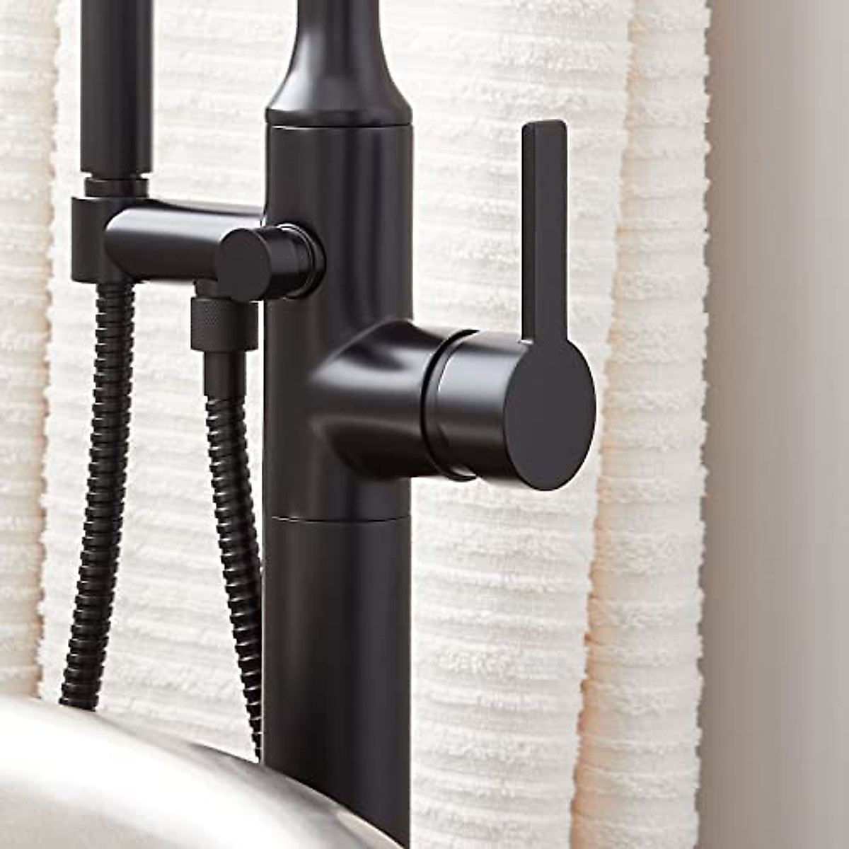Signature Hardware 951348-LV Lentz Floor Mounted Tub Filler Faucet - Includes Hand Shower