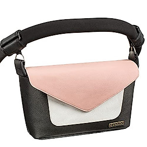 Vegan Leather Non Slip Universal Stroller Organizer With Cup Holder - Interchangeable Cover (PINK). Stroller Bag Organizer Caddy For Uppababy Vista Cruz Nuna Baby Jogger Bob Britax Bugaboo Graco Stroller Accessories Parent Console…