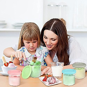 EVANEM 2/4/6PCS Creami Deluxe Pints, for Ninja Pints,16 OZ Pint Containers with Lids Safe and Leak Proof Compatible with NC299AMZ,NC300s Series Ice Cream Makers,Pink+Blue-6PCS
