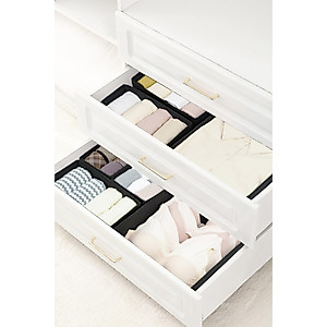 12 Pack Drawer Organizers for Clothing, Foldable Clothes Drawer Organizer for Underwear, Folded Clothes, Baby Clothing, Socks, Bra, Towels, Ties - Multi-pack Clothes Organizer Storage Box (Black)