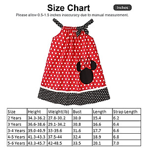Disney Mickey and Friends Summer Dress for Girls Polka Dots Pattern Bow Slip Toddler Dress, Red, 4-5 Years