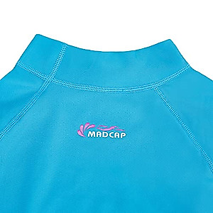 MADCAP Girls' UV Sun Protection Long-Sleeve Rash Guard (Blue, 10-S)