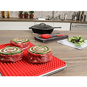 Dexas 4-in-1 Elevated Silicone Cooking Mat for Healthy Non-Stick Baking and More, 16.25 by 11.5 inches