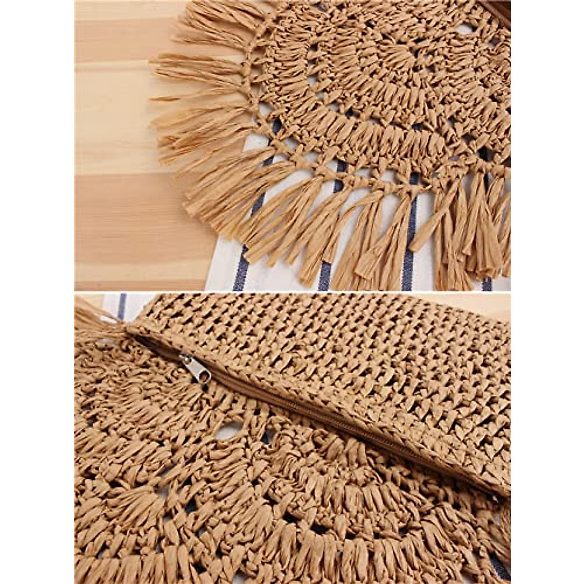 JBR Women's Cotton Crochet Tassel Shoulder Purse Bohemian Messenger Bag Handmade Beach Bag