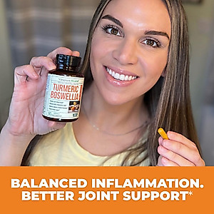 Turmeric Curcumin Supplement with Boswellia Serrata Extract, Organic Turmeric, Ginger and Black Pepper. Joint Support Supplement - High Absorption Tumeric 95% Curcuminoids. Digestive & Immune Support
