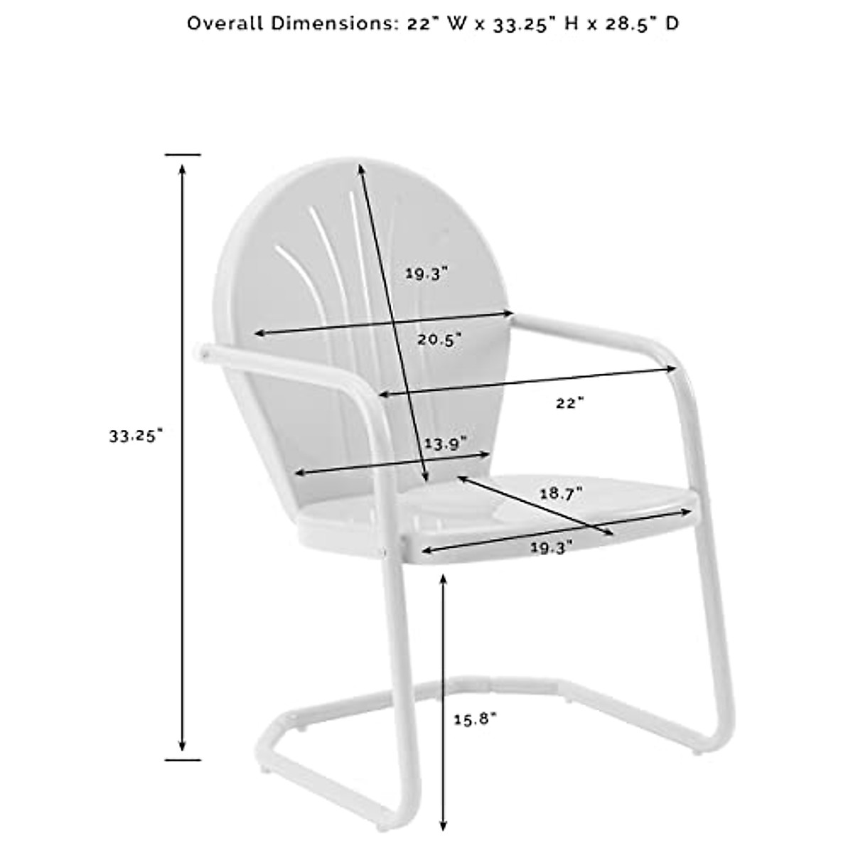 Crosley Furniture Griffith Outdoor Chair, Retro Metal Patio Chairs for Dining, Porch, Deck, Balcony, Red