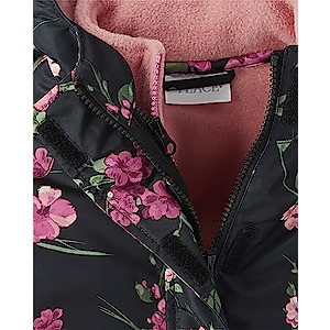 The Children's Place Girls' Heavy 3 in 1 Winter Jacket, Wind Water-Resistant Shell, Fleece Inner, Kelly Floral_Black | Lotus Flower, Medium