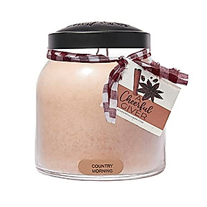A Cheerful Giver — Country Morning - 34oz Papa Scented Candle Jar with Lid - Keepers of the Light - 155 Hours of Burn Time, Gift for Women, Brown