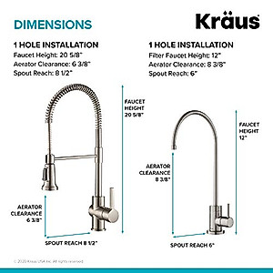 KRAUS Britt Commercial Style Kitchen Faucet and Purita Water Filter Faucet Combo in Spot Free Stainless Steel, KPF-1690-FF-100SFS