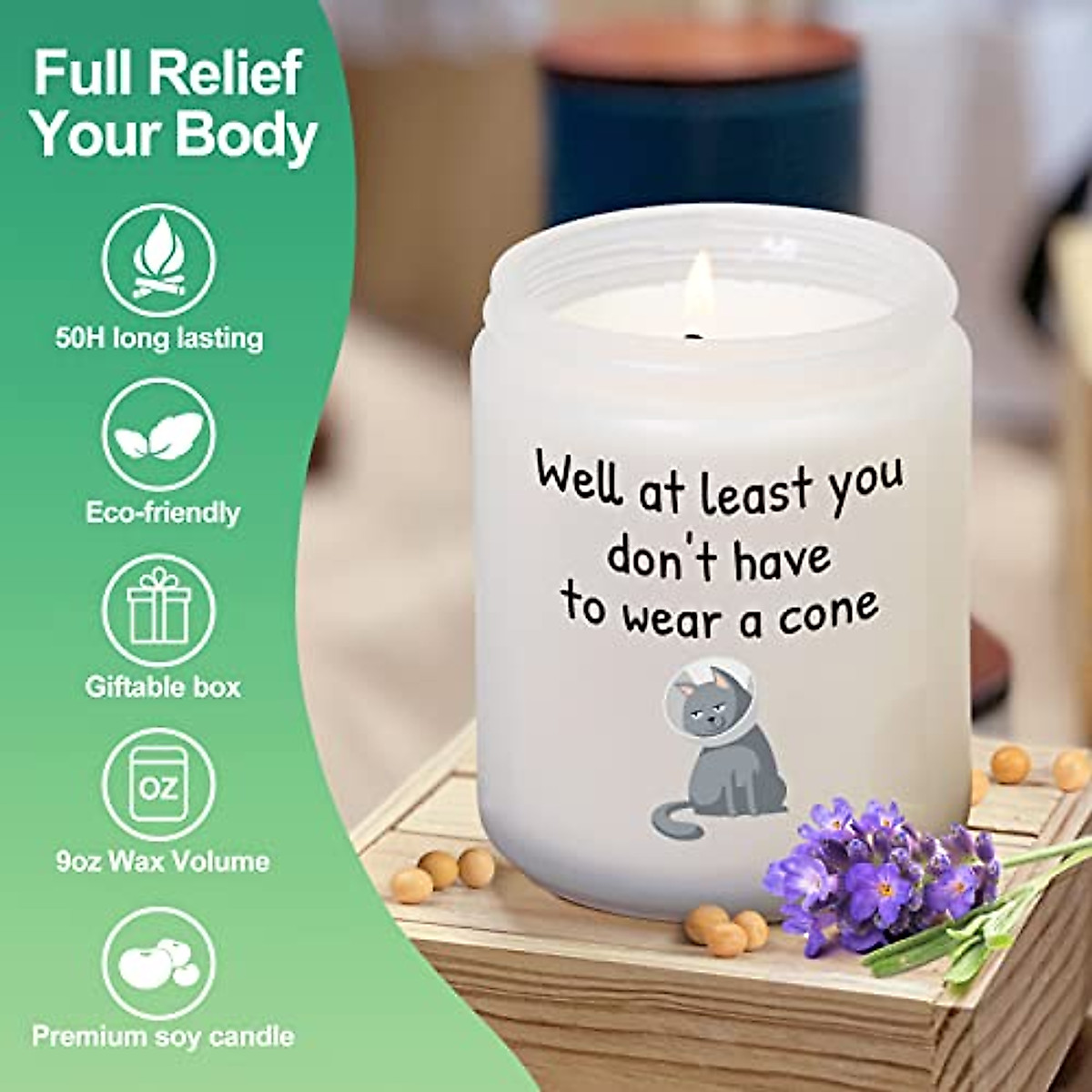 Get Well Soon Gifts for Women ,Feel Better Gifts for Women or Men ,Funny Cute Recovery After Surgery Gifts for Friend,Take Your Pain Scented Soy Candle Gifts, Inspirational Candles - Lavender
