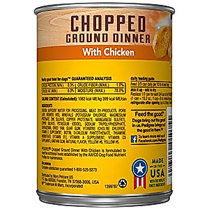 Pedigree Chopped Ground Dinner with Chicken Canned Dog Food (Pack of 2)