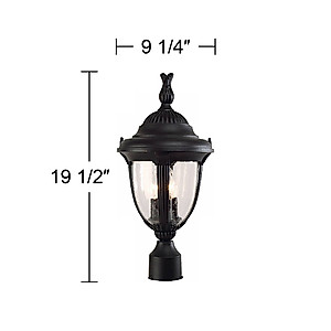 John Timberland Casa Sierra Traditional Outdoor Post Light Sleek Black 19 1/2" Seeded Glass for Exterior House Porch Patio Outside Deck Garage Yard Front Door Garden Driveway Home Lawn Walkway