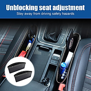 gunhunt Pack-2 Car Seat Gap Organizer, Leather Storage Box, Car Seat Gap Filler, Universal Organizer Storage Box to Hold Keys, Coins, Phone, Cards, Pens (Black)