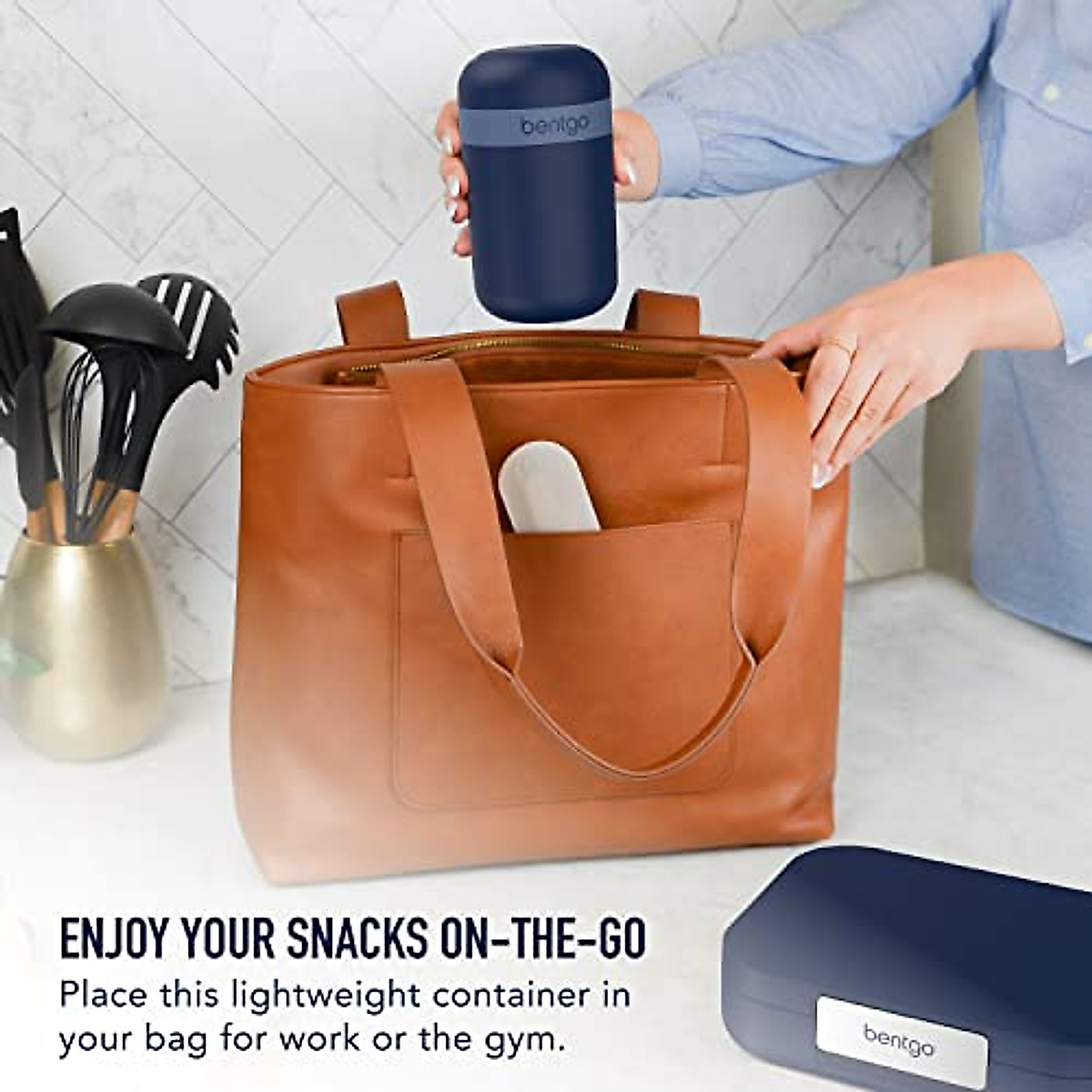 Bentgo® Modern Bento-Style Lunch Box Set With Reusable Snack Cup (Navy)