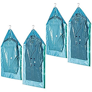 LEVERLOC Hanging Vacuum Storage Bags, Set of 4 Space Saver Bags for Clothes, Vacuum Sealed Garment Bags for Suits, Coats, Jackets, 80% Space Saving, 2 Long 2 Short