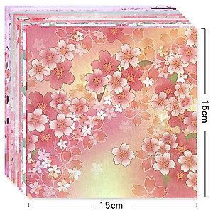 Origami 6x6 Paper Kit 50 Sheets 12 Vivid Colors Double Sided Printed Traditional Patterns Square for Arts Crafts Projects, Japanese Sakura Chiyo