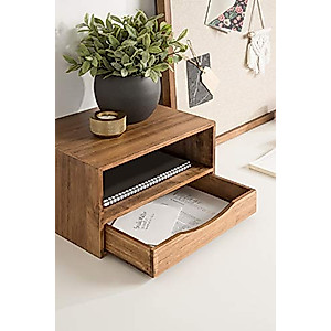 Kate and Laurel Hutton Modern Floating Shelf, 12.5 x 10 x 7, Rustic Brown, Farmhouse Floating Desk for Storage and Display