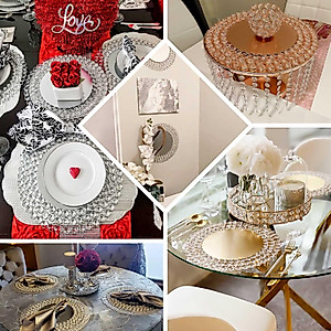 Efavormart 14" Gold Wired Metal Charger Plate With 118 Acrylic Crystal Beads For Weddings Events