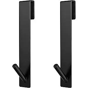 EAGLES 2PCS Shower Door Hooks,5 Inch Towel Hooks for Bathrooms Frameless Glass Shower Door,Stainless Steel Shower Towel Hook,Heavy Duty Bath Hook for Robe,Towel - Black