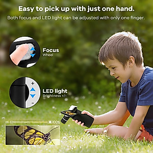 Andonstar AD203 Handheld Digital Microscope, Portable Pocket Microscope with 4 inch Screen for Kids and Adults, Black, Electronic FHD Video Microscope, Supports Windows Mac PC, USB Coin Microscope
