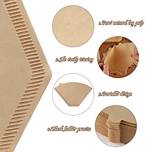 160 Count #4 Cone Coffee Filters 8-12 Cup Disposable Coffee Filters 4 Cone Paper Unbleached Natural Number 4 Filters Paper Compatible with Ninja Coffee Filter, Drip and Pour Over Coffee Maker