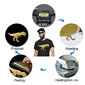 Gold Glitter HTV Heat Transfer Vinyl Roll - 12in x 10ft Iron on Vinyl for Cricut & Silhouette Easy to Cut & Weed for Shirts Gifts