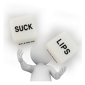 English Fun White Couple dice,Dice with Action Instructions in English,2 Pieces to Play Together,36 Ways to Play,Acrylic(4 Pieces)