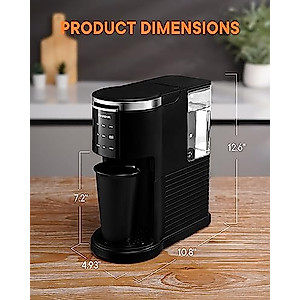 SHARDOR 3 in 1 Single Serve Coffee Maker for K Cup Pods & Ground Coffee & Teas, 6 to 14oz Brew Sizes, with 40oz Removable Water Reservoir, Self-cleaning Function