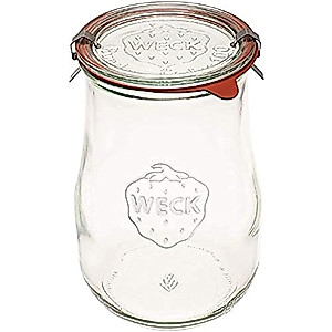 Weck Jars - Weck Tulip Jars 1.5 Liter- Large Glass Jars for Sourdough - Starter Jar with Glass Lid - Wide Mouth - Suitable for Canning and Storage - (1 Jar)