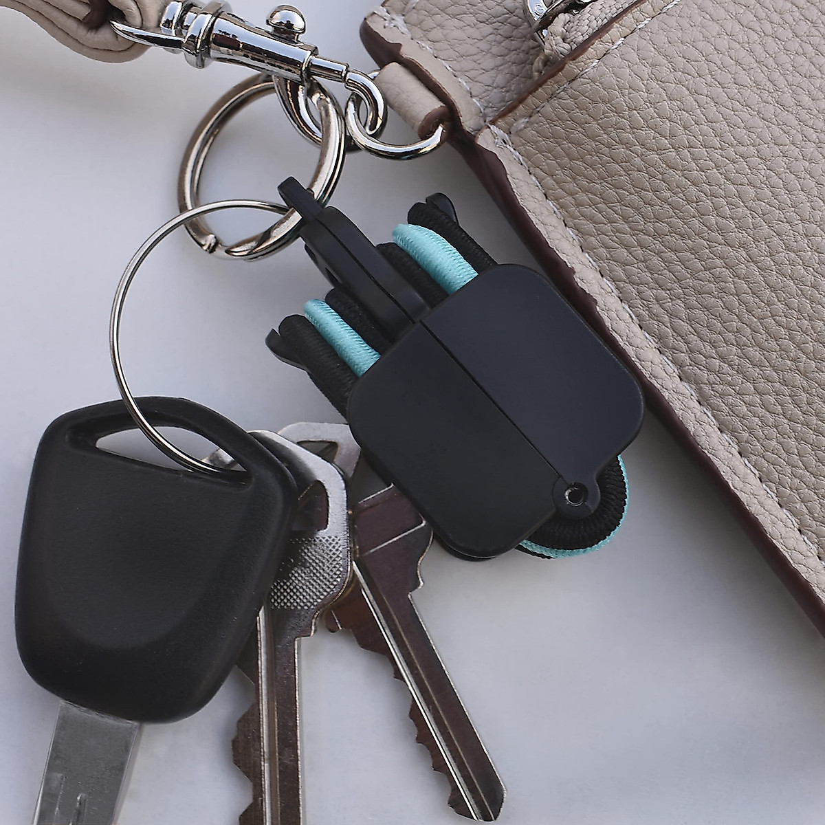 Hair Tie Hub Portable Hair Tie Holder: Stylish Hair Tie Organizer with 3 Bonus Hair Ties (Black)