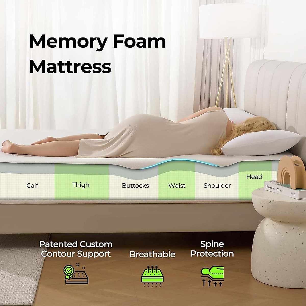 Full Size Mattress, 10 Inch Gel Memory Foam Bed Mattress in a Box for Soft Sleep & Pressure Relief, Breathable Bed Mattress with Medium Firm, CertiPUR-US Certified