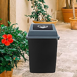 Zerodeko Trash Bin Heavy Duty Swing Set Trash Can Lid Garbage Can Lid Waste Container Lid Recycling Swing Lid Replacement for Home Outdoor Trash Can 20L Grey Garbage Pail Sink Accessories