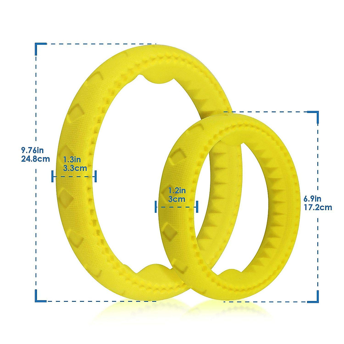 Fluffy Paws Dog Chewing Ring - Soft Rubber Ring Dental Chewing Teething Biting Chasing Training Toy for Small and Medium Dog Puppy - 10", Yellow