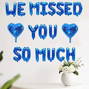 Pargleev We Missed You So Much Balloons with Star Hanging Foil Balloons Letter for High School College Grad Graduation Retirement Party Decorations Blue