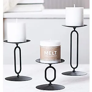 Candle Holders Black Metal Base Candleholders for Desk Top Decoration Table or Mantel Centerpiece in Dining & Living Room, Candelabra for flameless LED, Sphere & Pillar Candles (Set of 3)