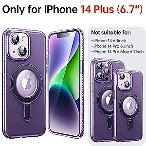 JUESHITUO for iPhone 14 Plus Case [Not Yellowing] [Military Grade Protection] [No.1 Strong Magnets] Magnetic Built-in Compatible with MagSafe Case 6.7 inch, Deep Purple