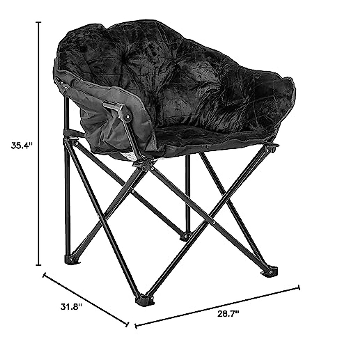 Urban Shop Sherpa Club Chair, Black 31.8D x 28.7W x 35.4H in