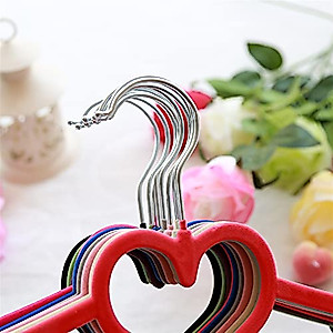 WSNDY Coat Hanger 10 Pieces Colorful Velvet Clothes Hangers Loving Heart Velvet Coat Hanger Non- Slip Heart- Shaped Multifunction Hangers (Color : Red 10 Pieces)