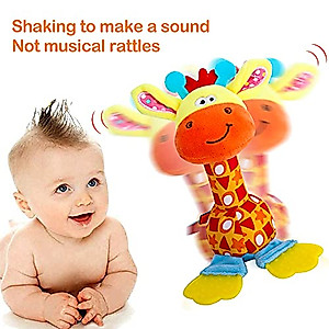 HUADADA Baby Soft Rattles Shaker, Infant Developmental Hand Grip Baby Toys, Baby Sensory Learning Toys with Teether, Sounds for Baby and Stuff from 3-6-9-12 Months Old