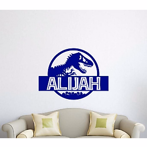 Dinosaur Wall Decal Custom Name Vinyl Sticker Personalized T-Rex Decals Tyrannosaurus Rex Wall Art Nursery Decor Car Decals Window Door Sign Peel and Stick Decal Dinosaur World Poster Print zz81