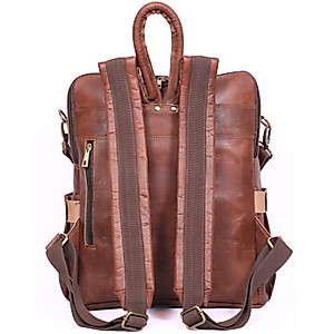 Genuine Leather Laptop Backpack for Women Designer Brown Leather Backpack Purse with 15.6-inch Laptop Computer Compartment Best for Work, Travel, and Daily Use