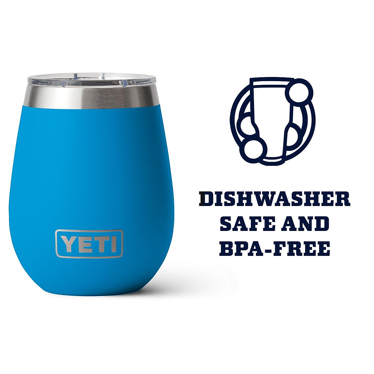 YETI Rambler 10 oz Wine Tumbler, Vacuum Insulated, Stainless Steel with MagSlider Lid, Big Wave Blue