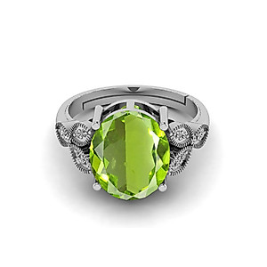 LMDPRAJAPATIS 7.25 Carat Peridot Stone German Silver Beautiful Anniversary Ring For Men And Women