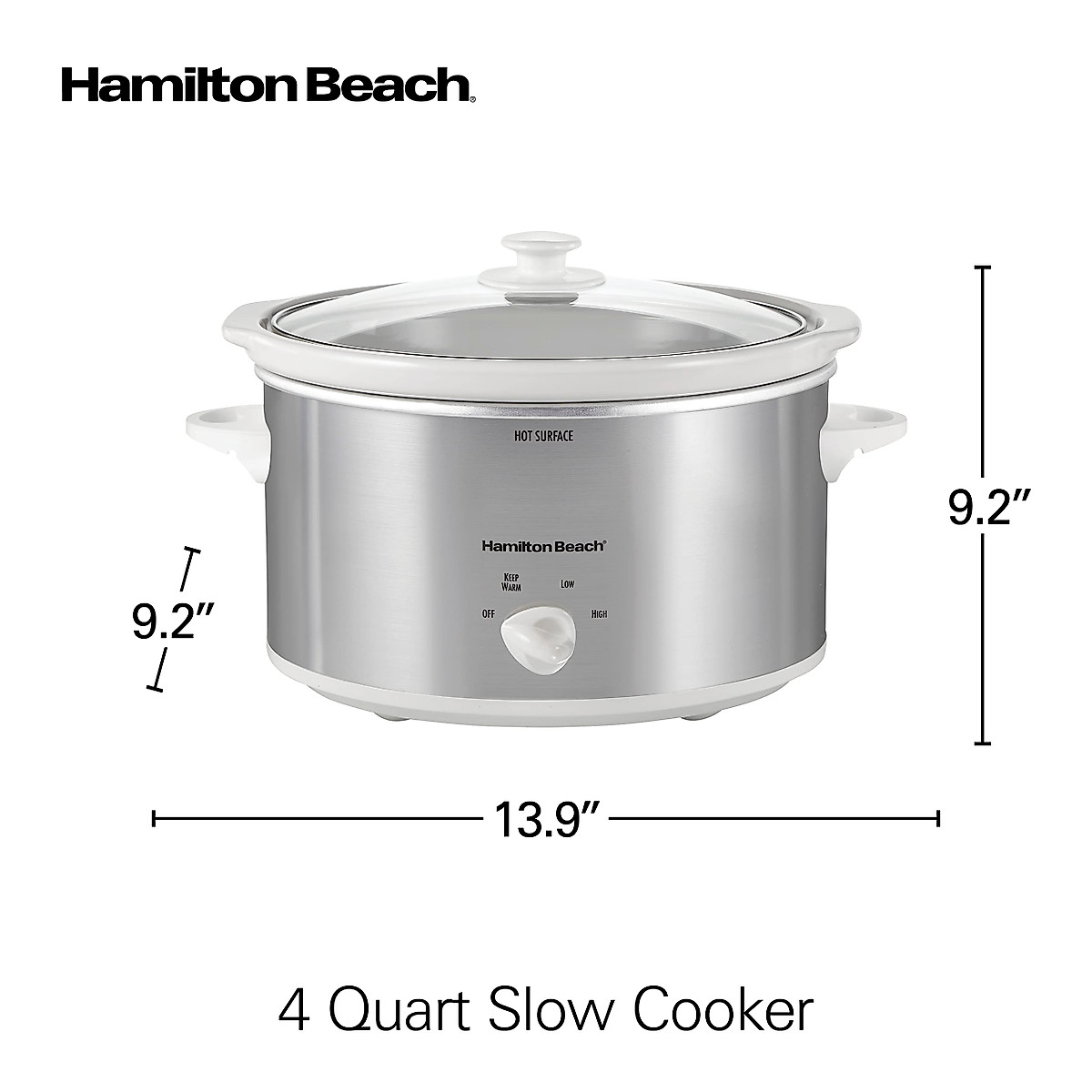 Hamilton Beach 4-Quart Slow Cooker with Dishwasher-Safe Stoneware Crock & Lid, Stainless Steel (33140V)