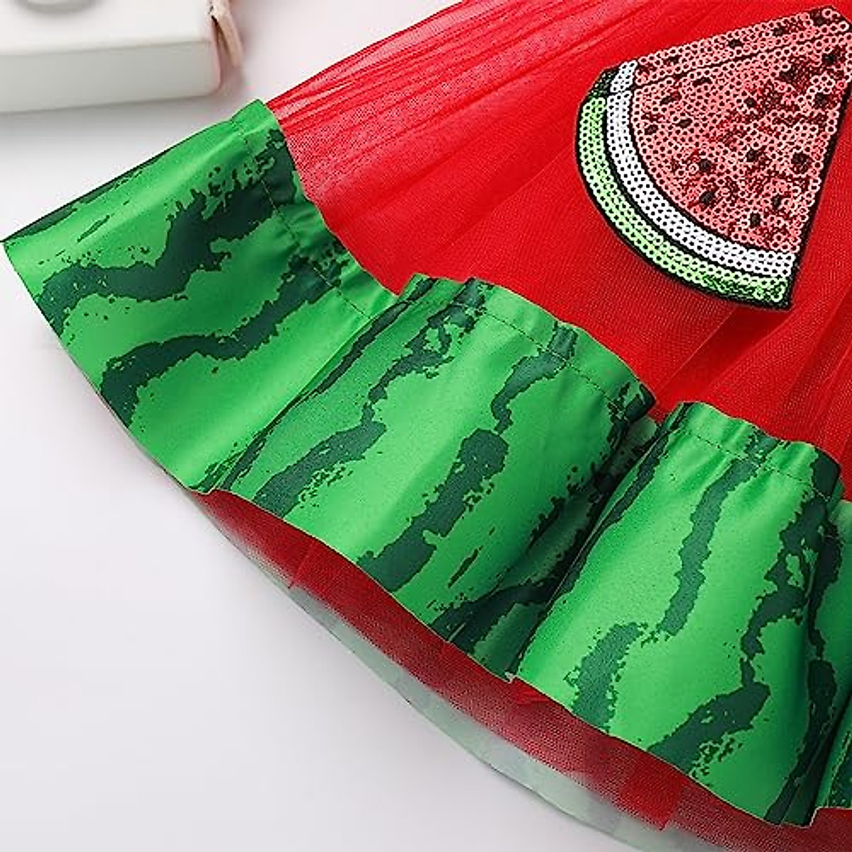 Infant Baby Girl First Birthday Dress Cake Smash Outfits Toddler Watermelon Tulle Tutu Halloween Christmas Cosplay Outfits Easter Baptism Princess Dress for Photo Shoot Red-Watermelon 12-18 Months